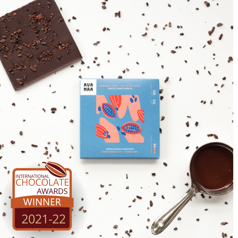 Dark chocolate with cacao nibs – Chocolat Avanaa